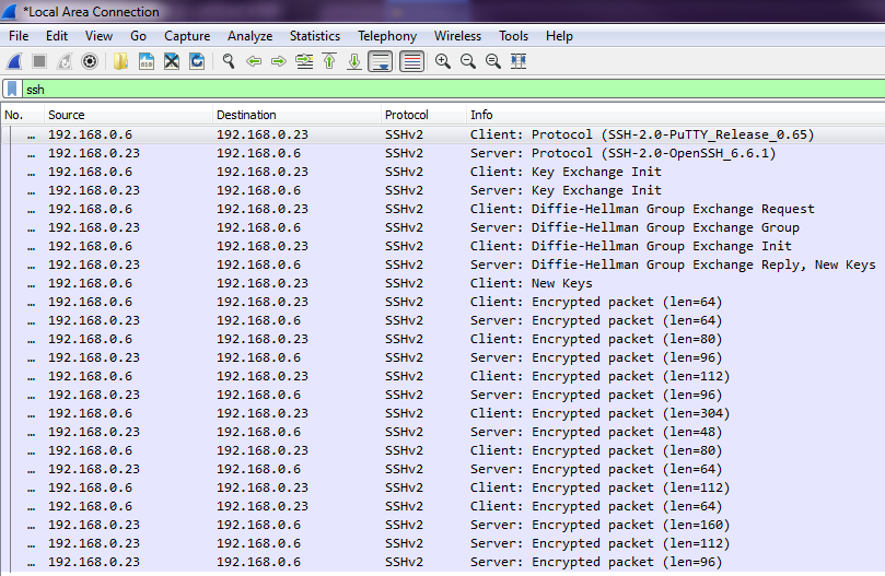 Wireshark - View SSH traffic Wireshark - View SSH traffic